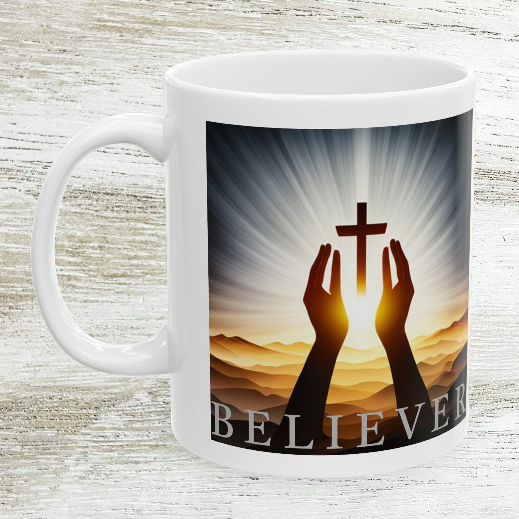 JESUS CHRIST CROSS Mug Believer Mug Christ Coffee Cup Christian Mug ...