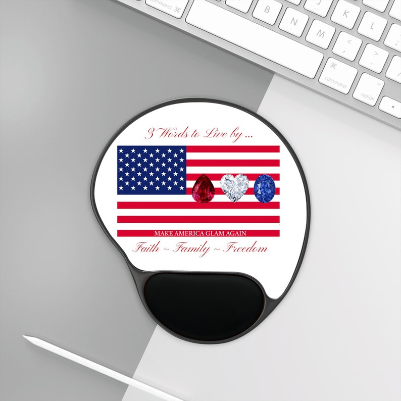 AMERICAN FLAG MOUSE Pad Wrist Pad Patriotic Computer Pad Faith Family ...