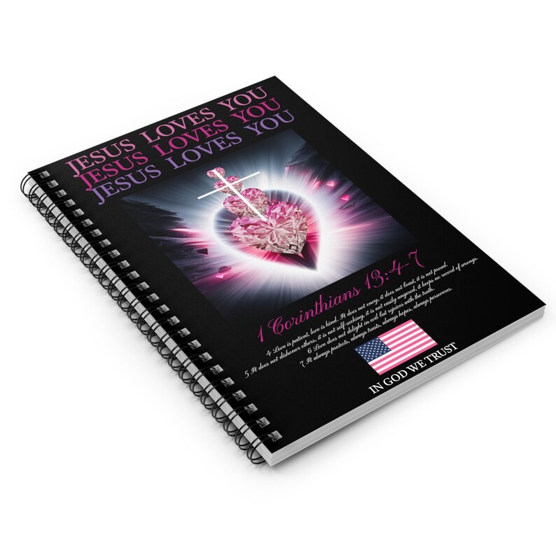 JESUS CHRIST CROSS Notebook Heart Notebook Corinthians 13:4-7 Notebook ...