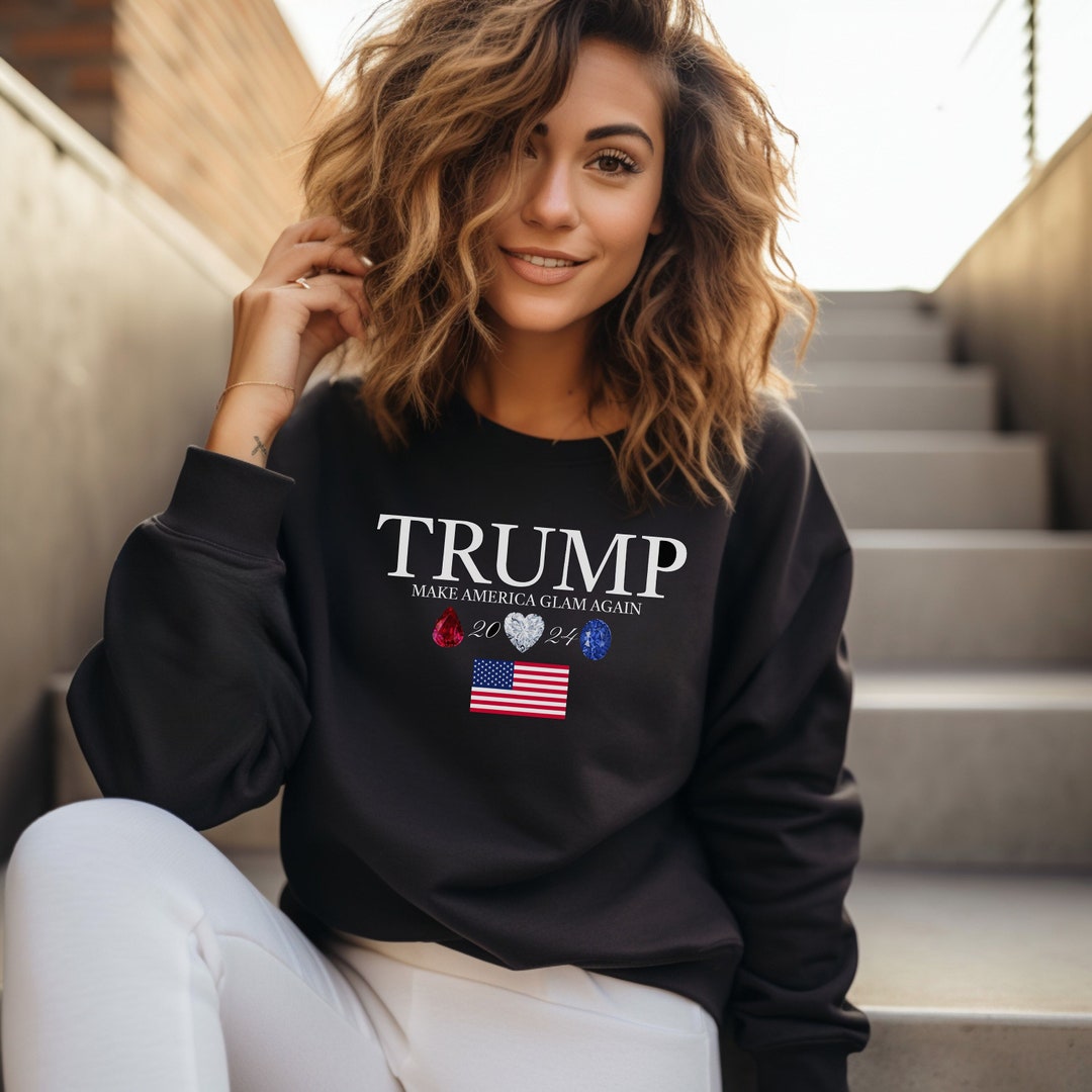 TRUMP MAGA SWEATSHIRT Womens American Flag Shirt America First Long ...