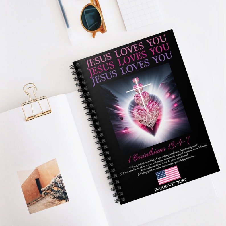 JESUS CHRIST CROSS Notebook Heart Notebook Corinthians 13:4-7 Notebook ...