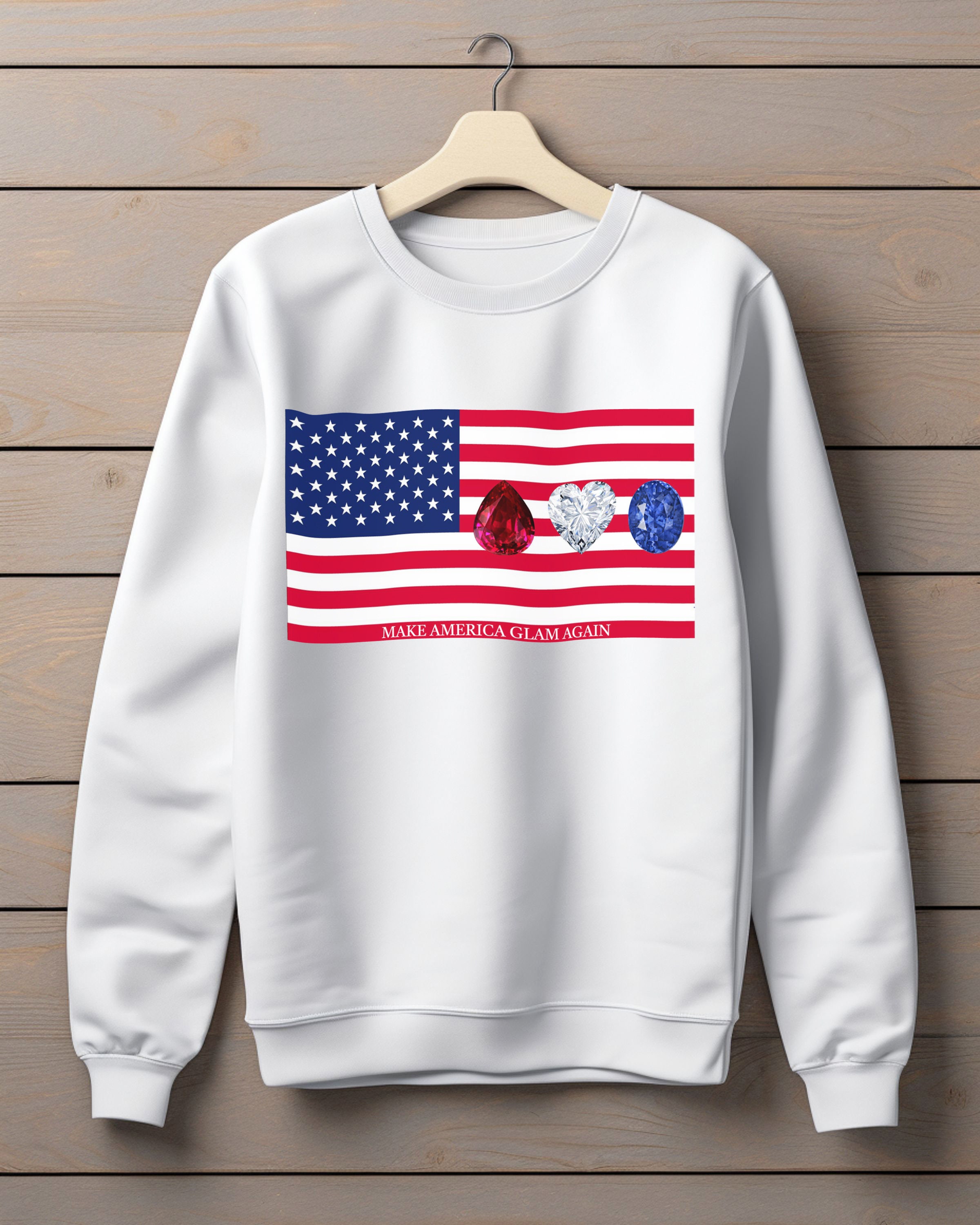 AMERICAN FLAG SWEATSHIRT Womens Patriotic Pullover Usa Shirt America ...