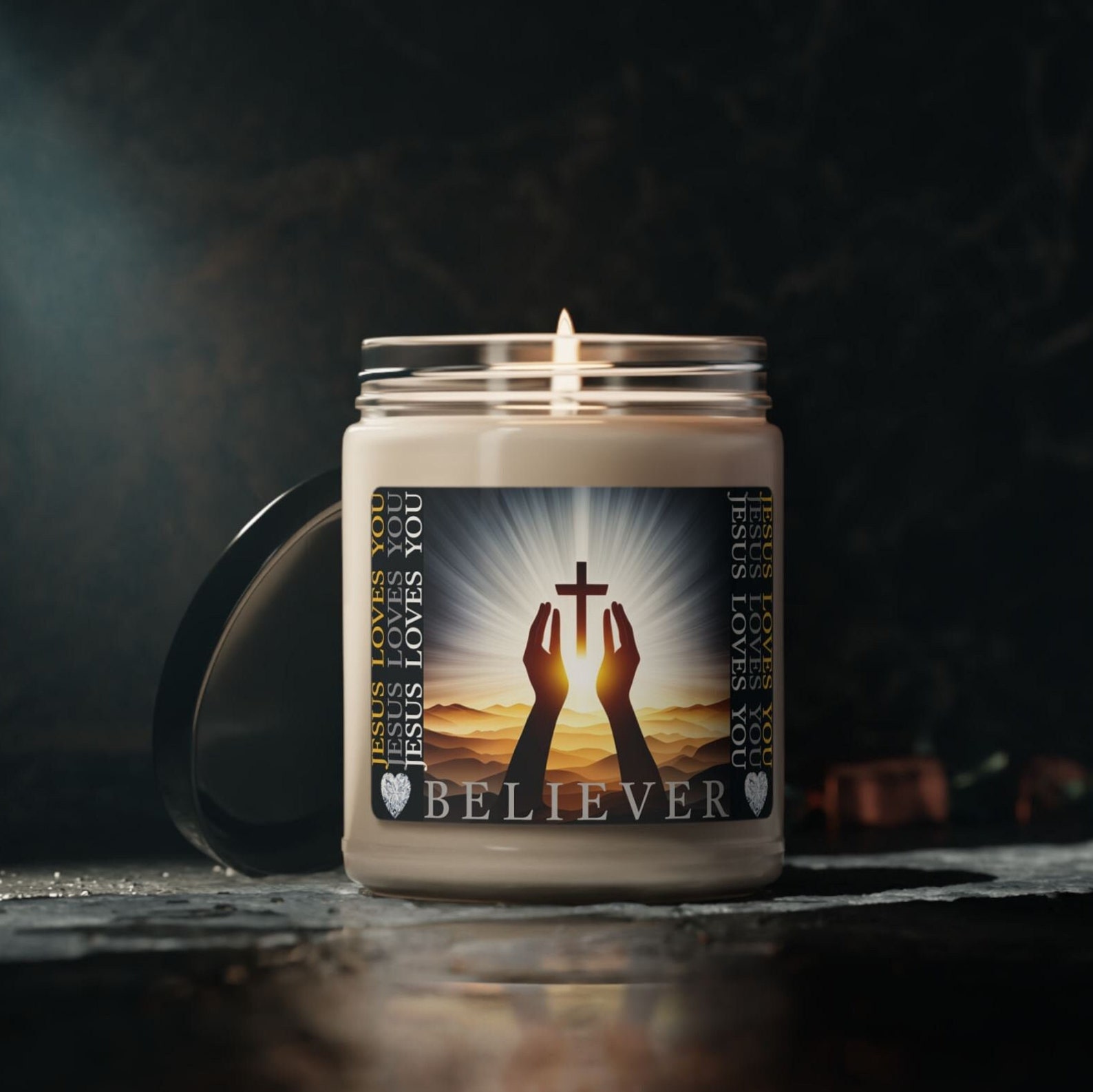 JESUS CHRIST CROSS Candle God Candle Jesus Loves You Christian Candle ...