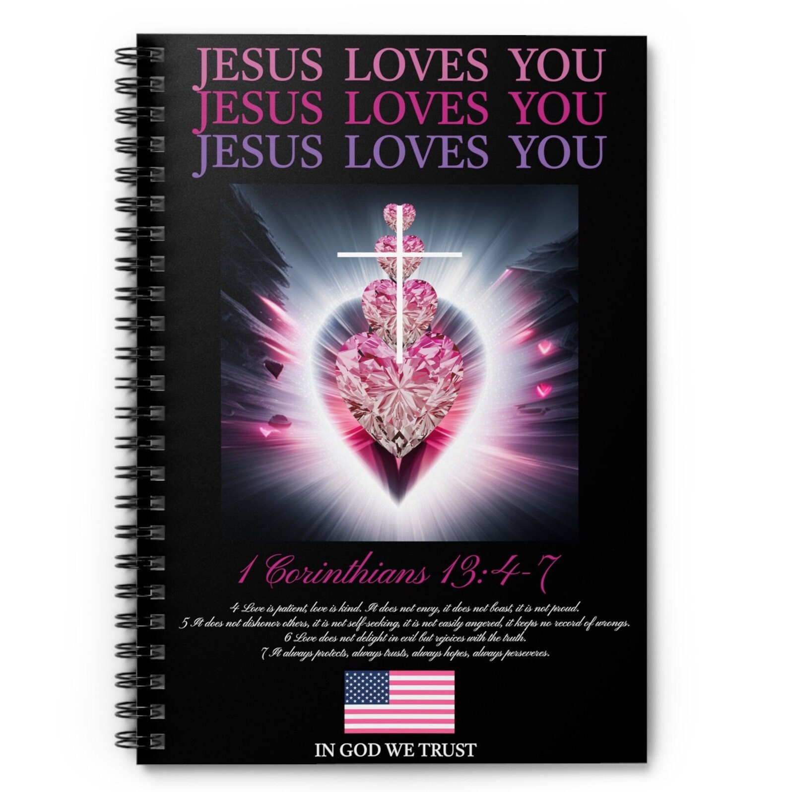 JESUS CHRIST CROSS Notebook Heart Notebook Corinthians 13:4-7 Notebook ...