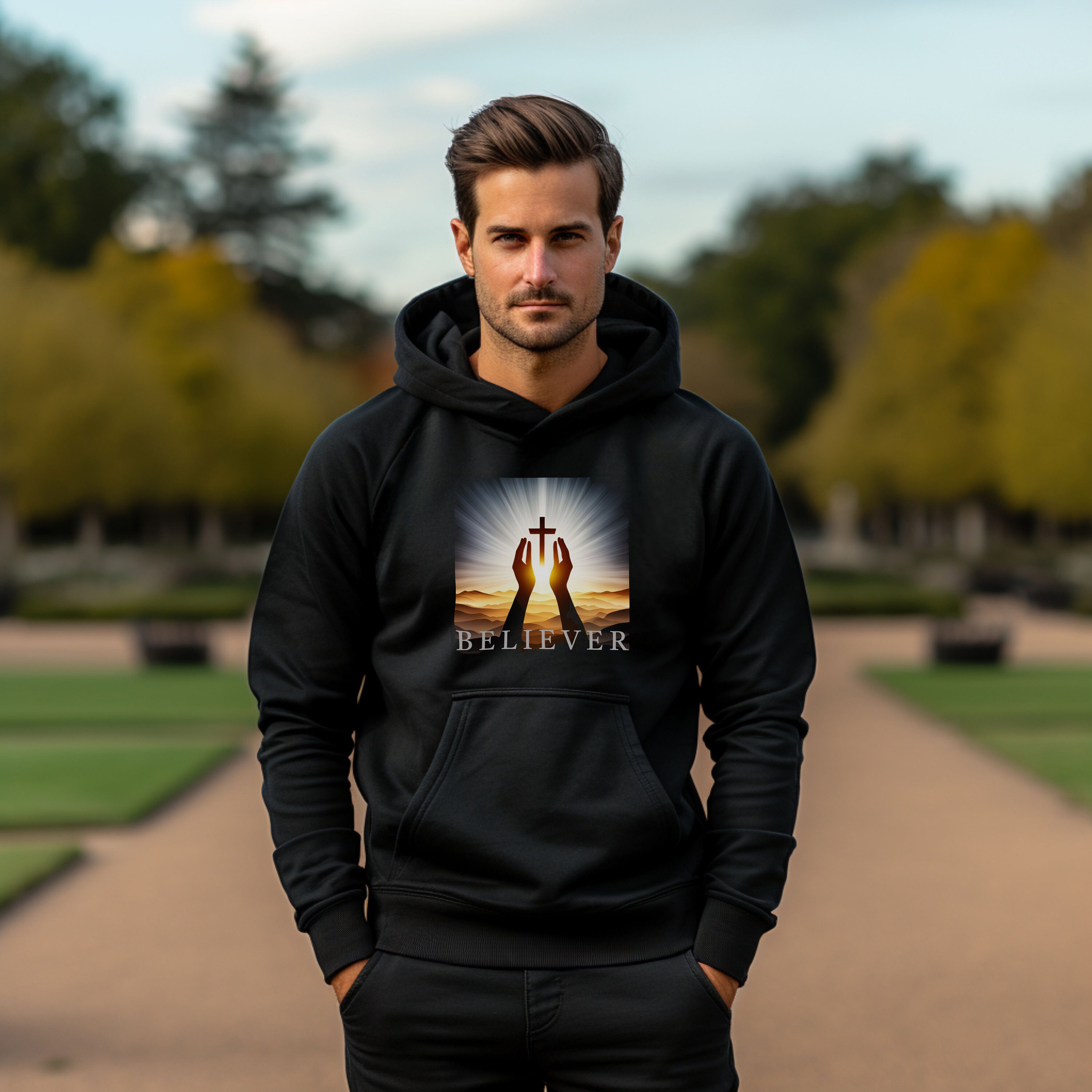 JESUS CHRIST CROSS Hoodie Believer Sweatshirt Christian Hooded Top ...