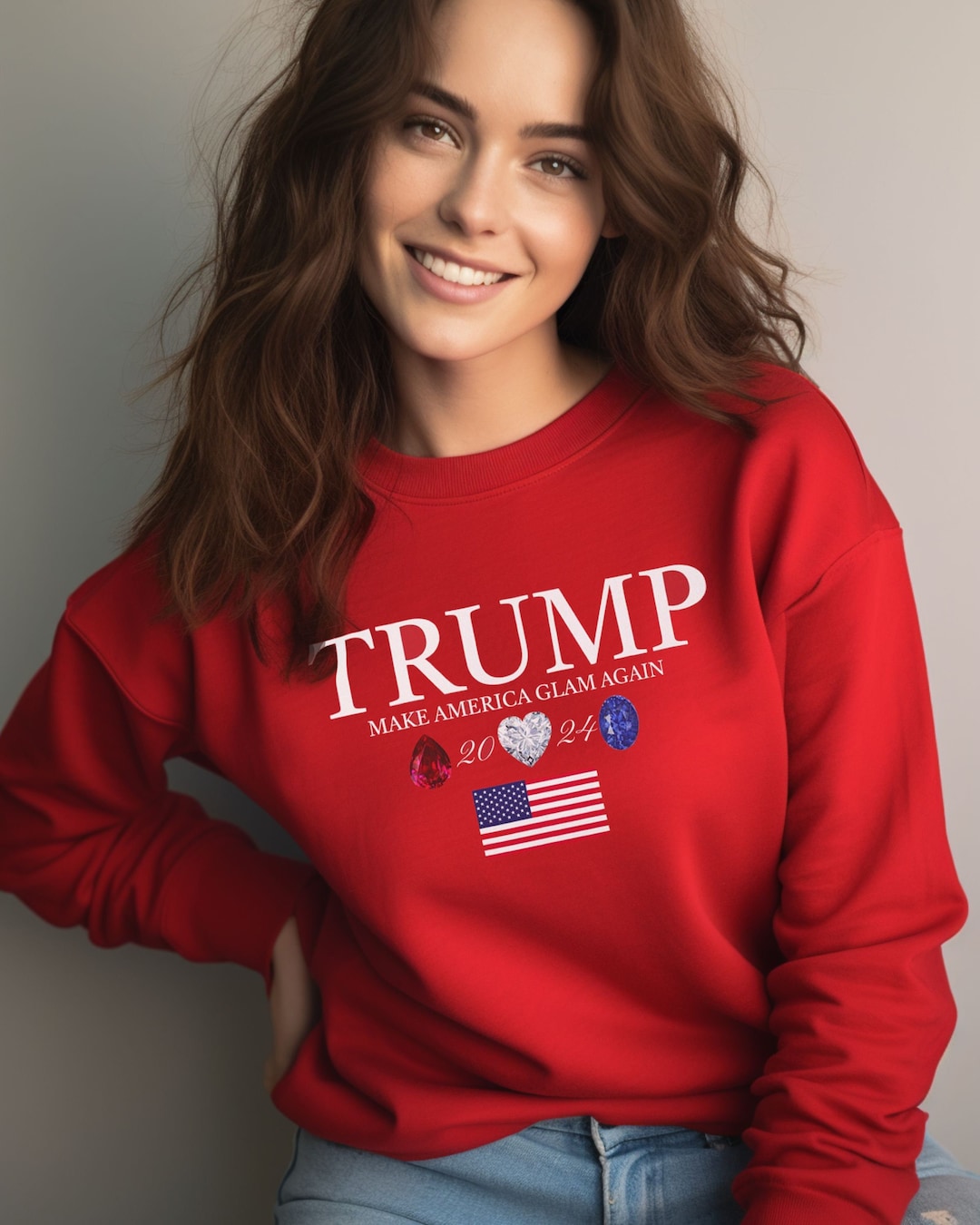 TRUMP MAGA SWEATSHIRT Womens American Flag Shirt America First Long ...