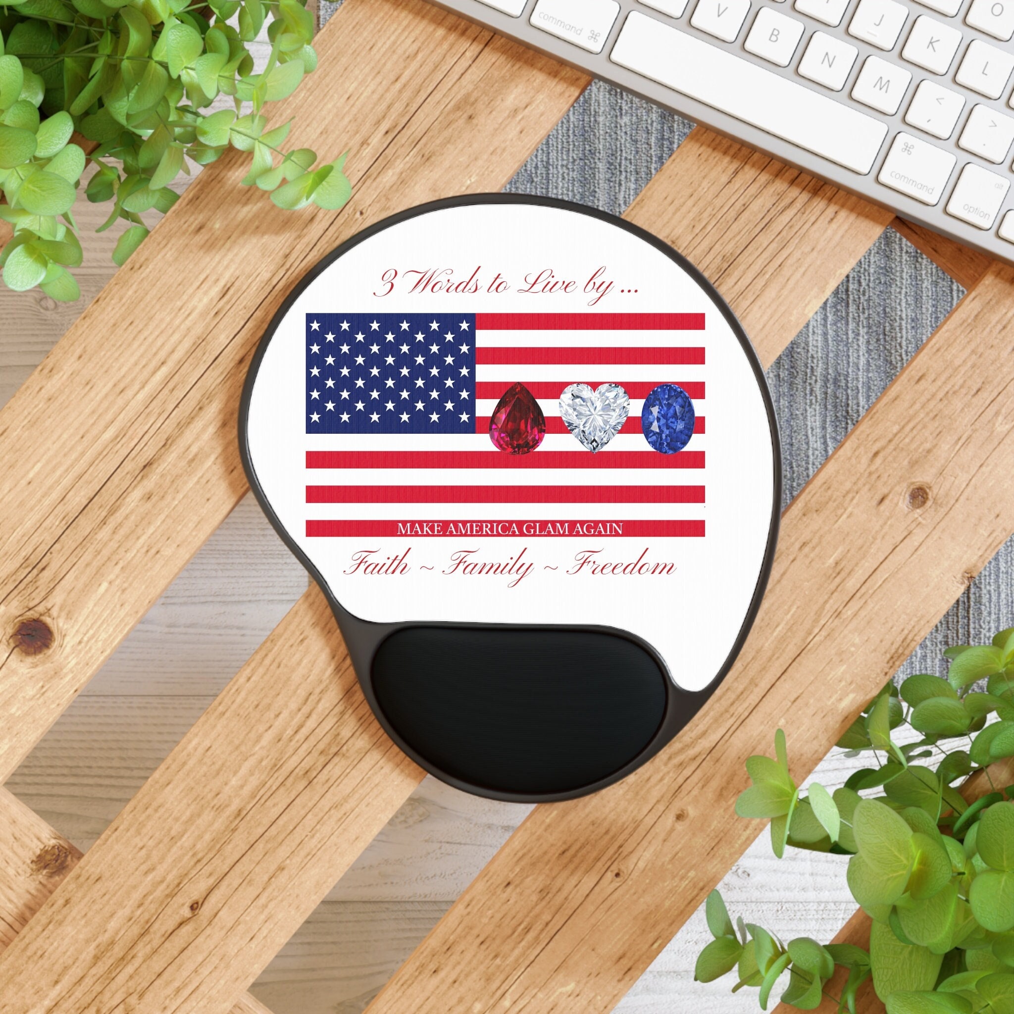 AMERICAN FLAG MOUSE Pad Wrist Pad Patriotic Computer Pad Faith Family ...