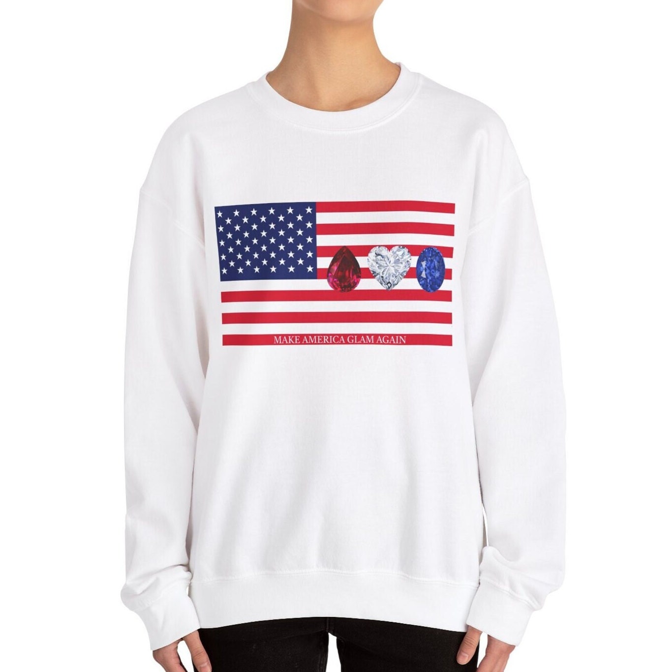 AMERICAN FLAG SWEATSHIRT Womens Patriotic Pullover Usa Shirt America ...