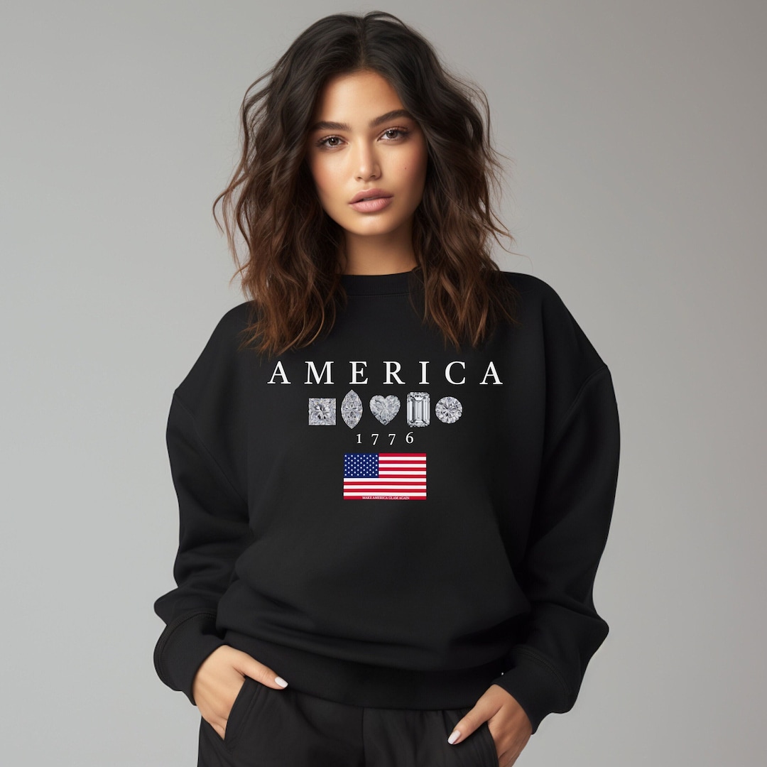 AMERICAN FLAG 1776 SWEATSHIRT Womens Patriot Sweatshirt Usa Sweater ...