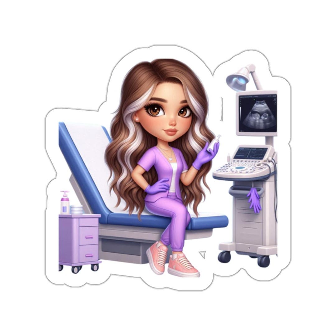 Ultrasound Tech Sticker, Pretty Girl Kiss-cut Sticker, Radiology Tech ...