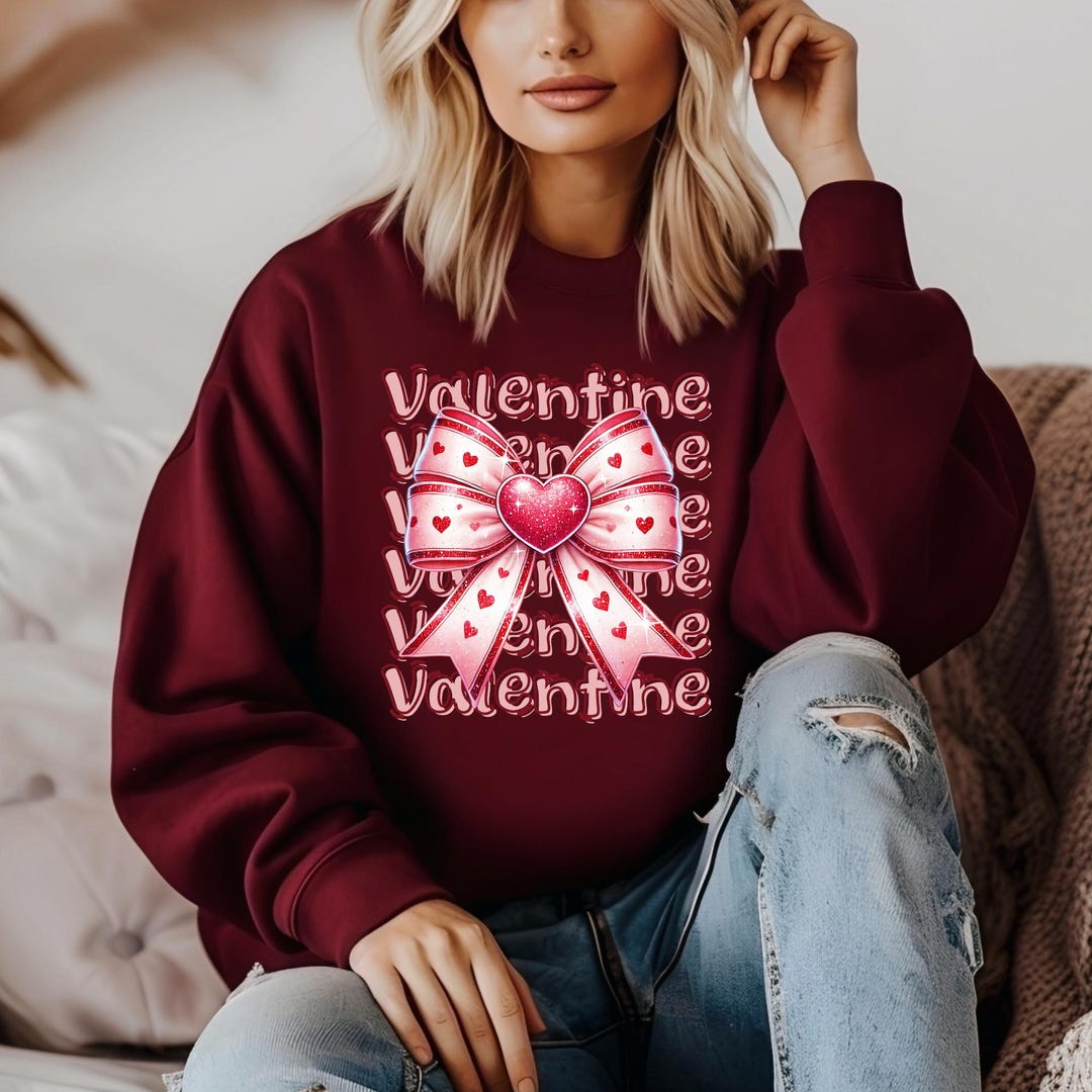 Coquette Bow Valentines Sweatshirt, Romantic Unisex Crewneck Jumper ...
