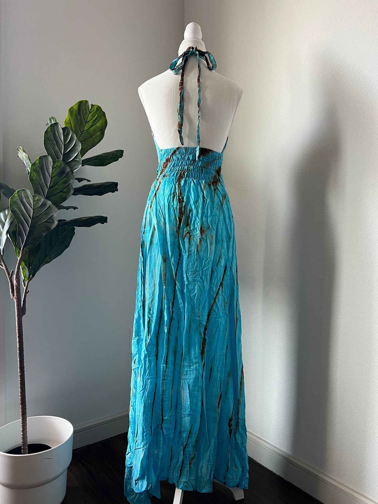 Tie Dye Maxi Dress: Backless Boho Sundress - Etsy