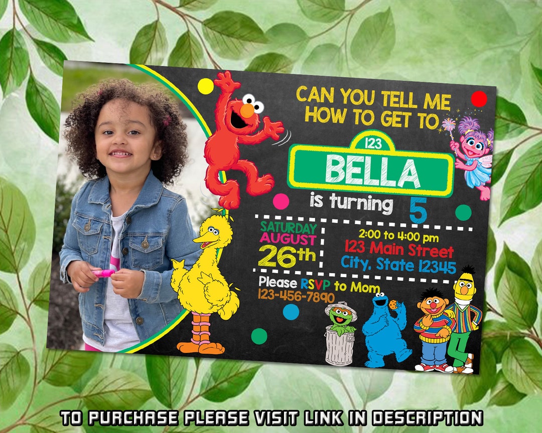 Personalize Sesame Street Birthday Invitation, Sesame Street Birthday ...