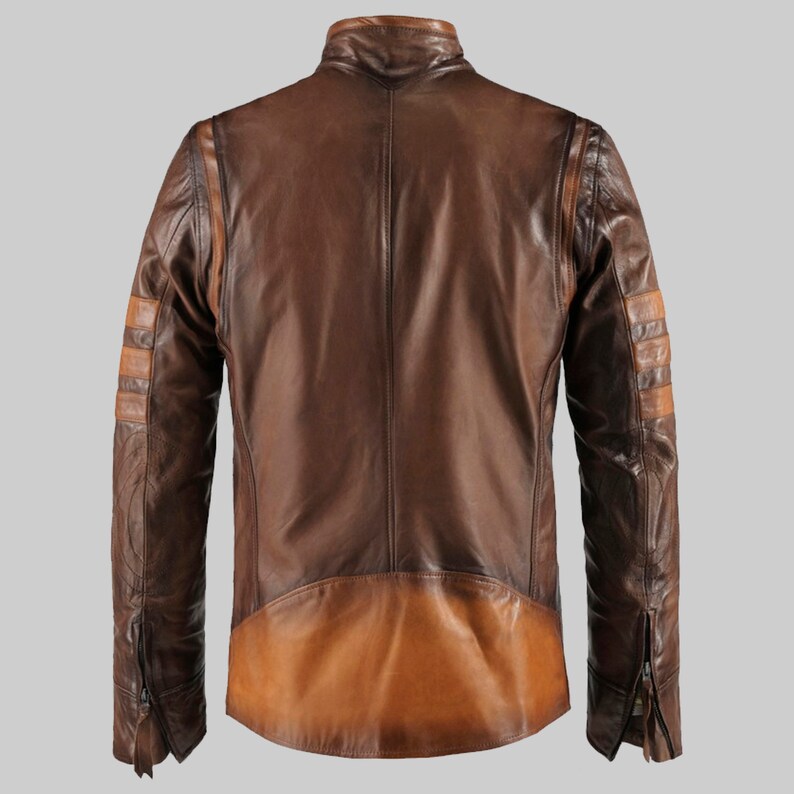 Wolverine Leather Jacket Mens Genuine Cowhide Leather Motorcycle Jacket ...