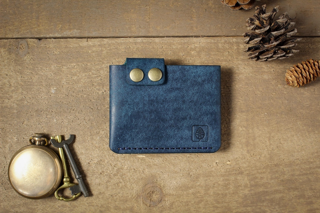 Minimalist Card Holder Wallet, High Quality Full-grain Leather, Veg-tanned Leather, Snap Buttons ...