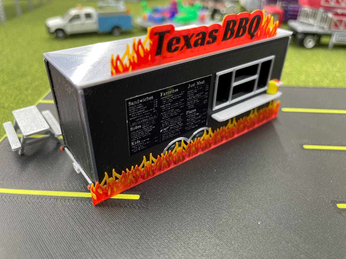 HO Scale Food Trailer for Model Train Layouts and Dioramas Texas BBQ - Etsy