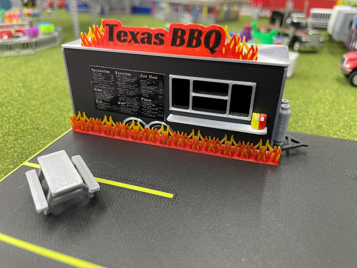 HO Scale Food Trailer for Model Train Layouts and Dioramas Texas BBQ - Etsy