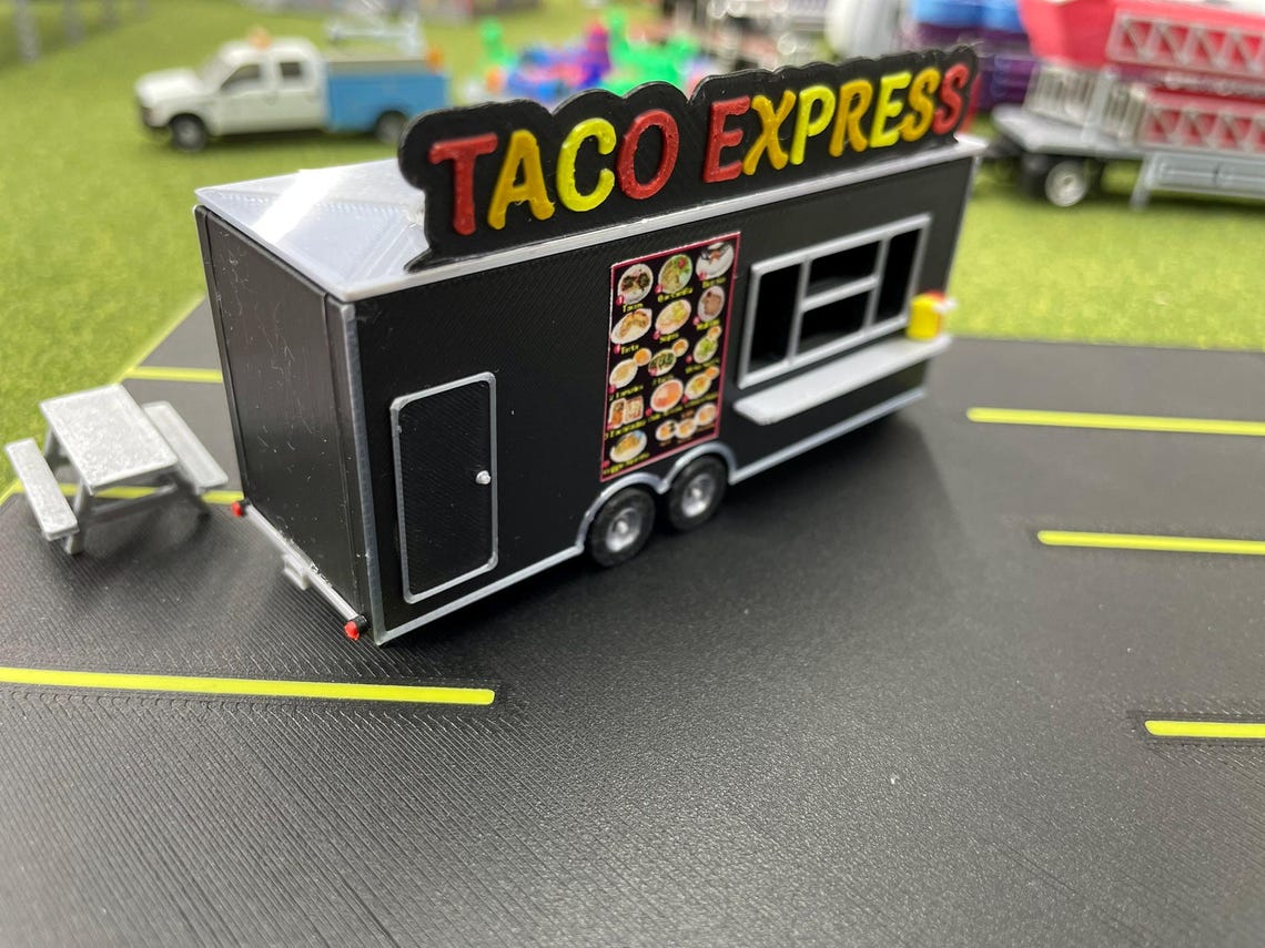 HO Scale Food Trailer for Model Train Layouts and Dioramas Taco Trailer ...