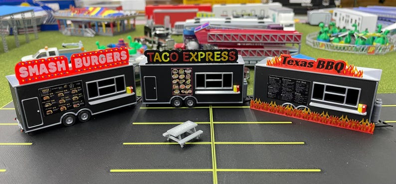 HO Scale Food Trailer for Model Train Layouts and Dioramas Texas BBQ - Etsy
