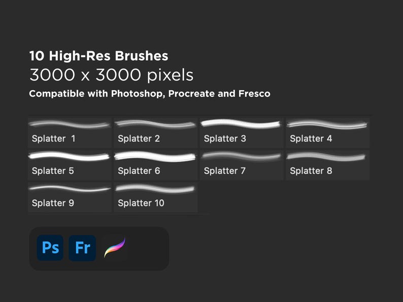 10 High Res Paint Splatter Brushes for Photoshop, Fresco and Procreate ...