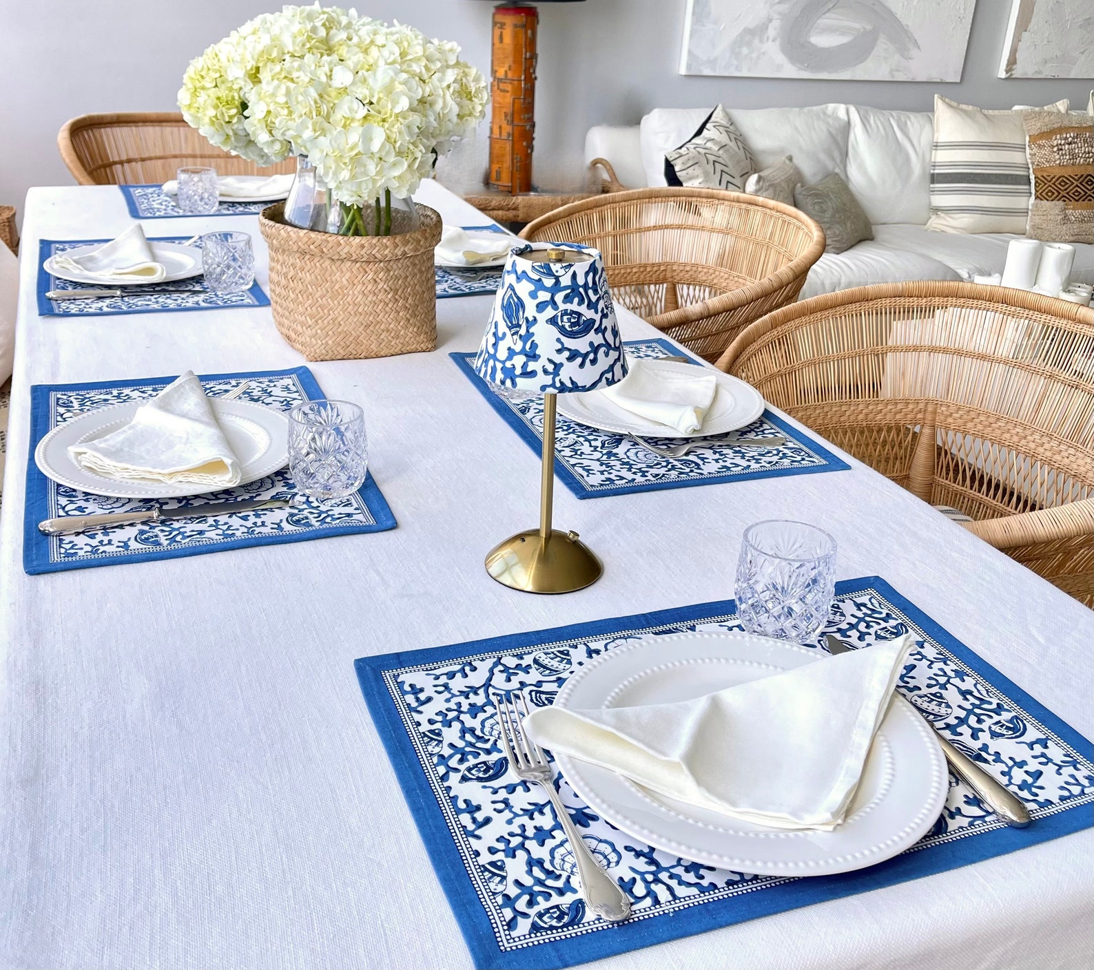 Blue Shells Lampshade Handmade Coastal-inspired Shade for Cordless ...