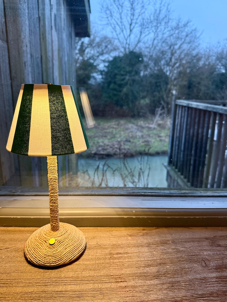 The Riviera Lamp Shade in Green – Hand-painted Cotton Shade for ...