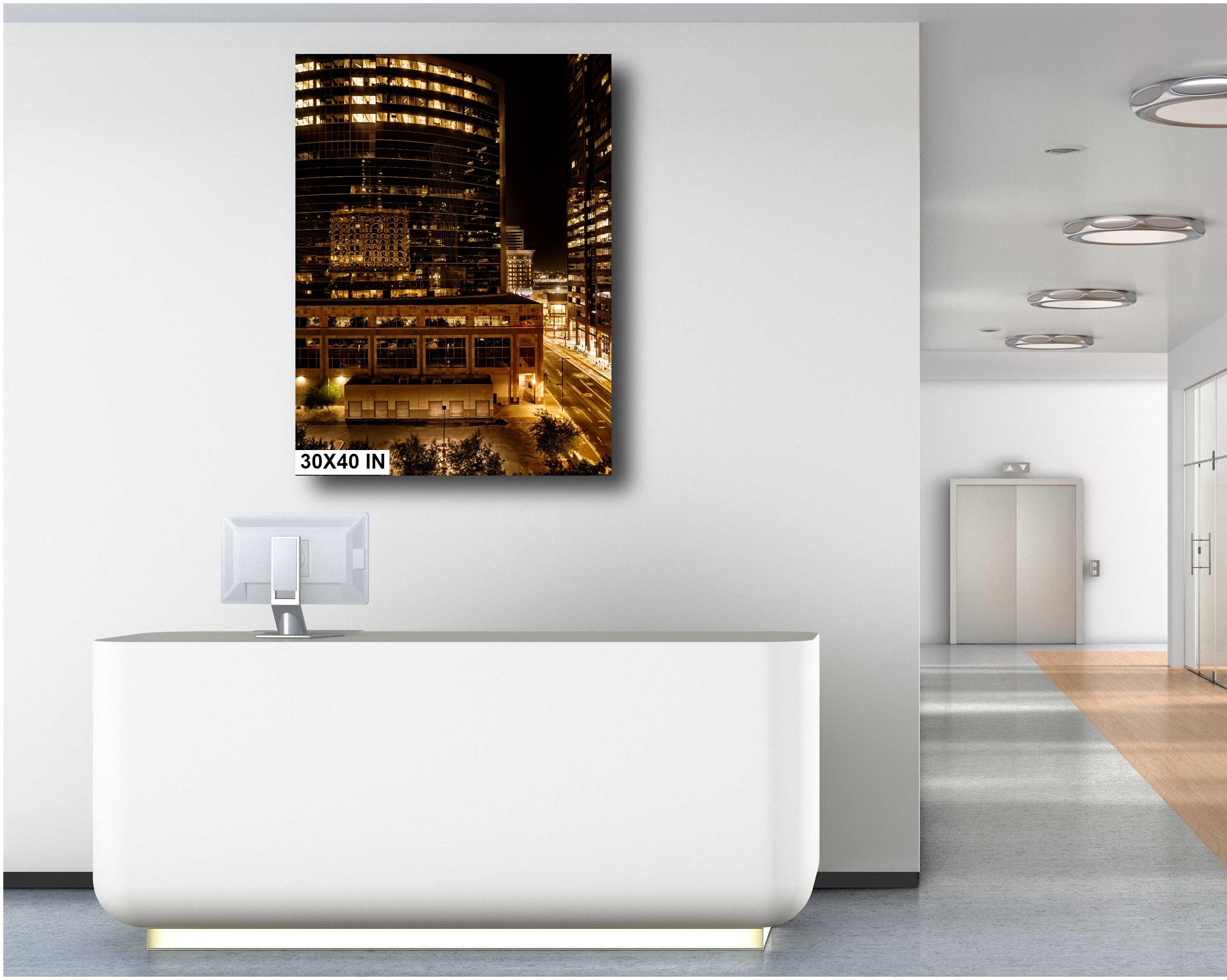 Phoenix Night Skyline Art Print: Gold & Black Urban Photo - Etsy