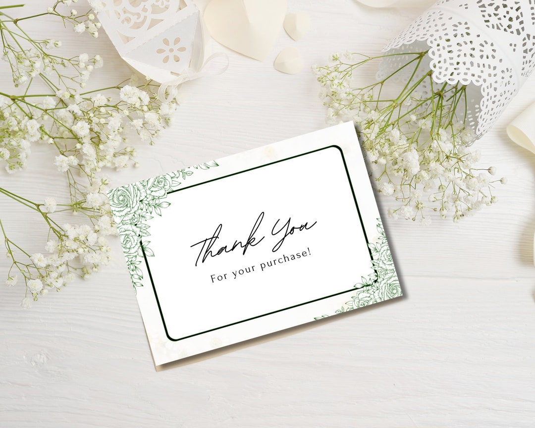 Script Thank You Card Template, Thank You Card Printable, Calligraphy ...