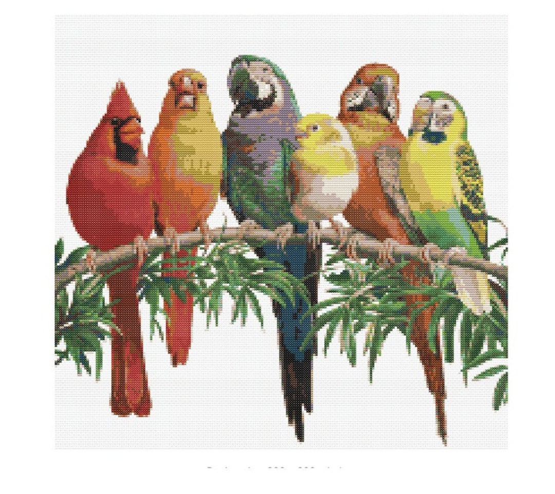 Colorful Birds Cross Stitch Chart PDF - Etsy