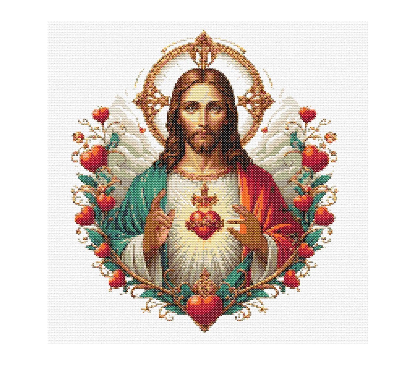Sacred Heart of Jesus Cross Stitch Pattern PDF - Etsy