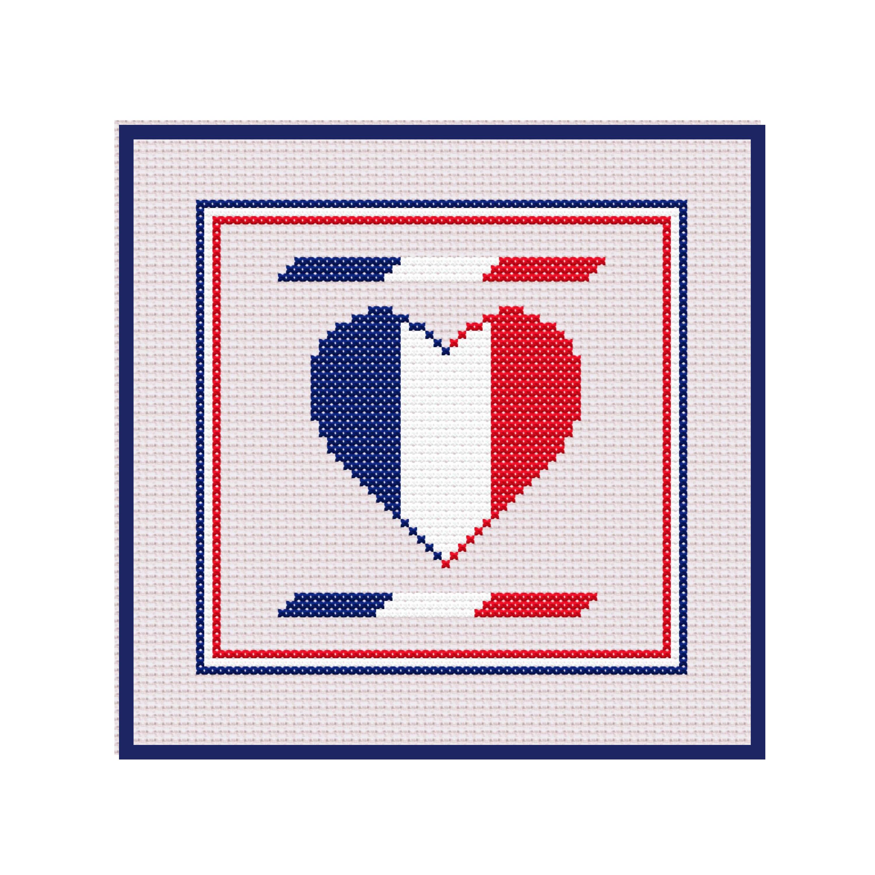 French Flag in Heart Shape Cross Stitch Pattern PDF Digital Download - Etsy