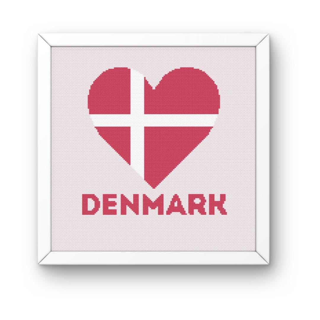 Denmark Flag in Heart Shape PDF Digital Download - Etsy