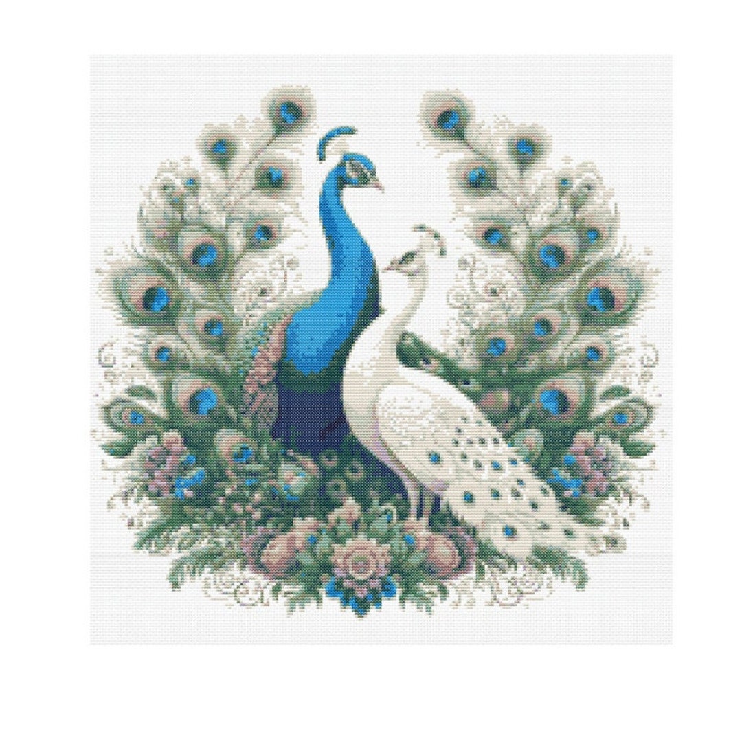 Pair of Peacocks PDF Cross Stitch Chart - Etsy