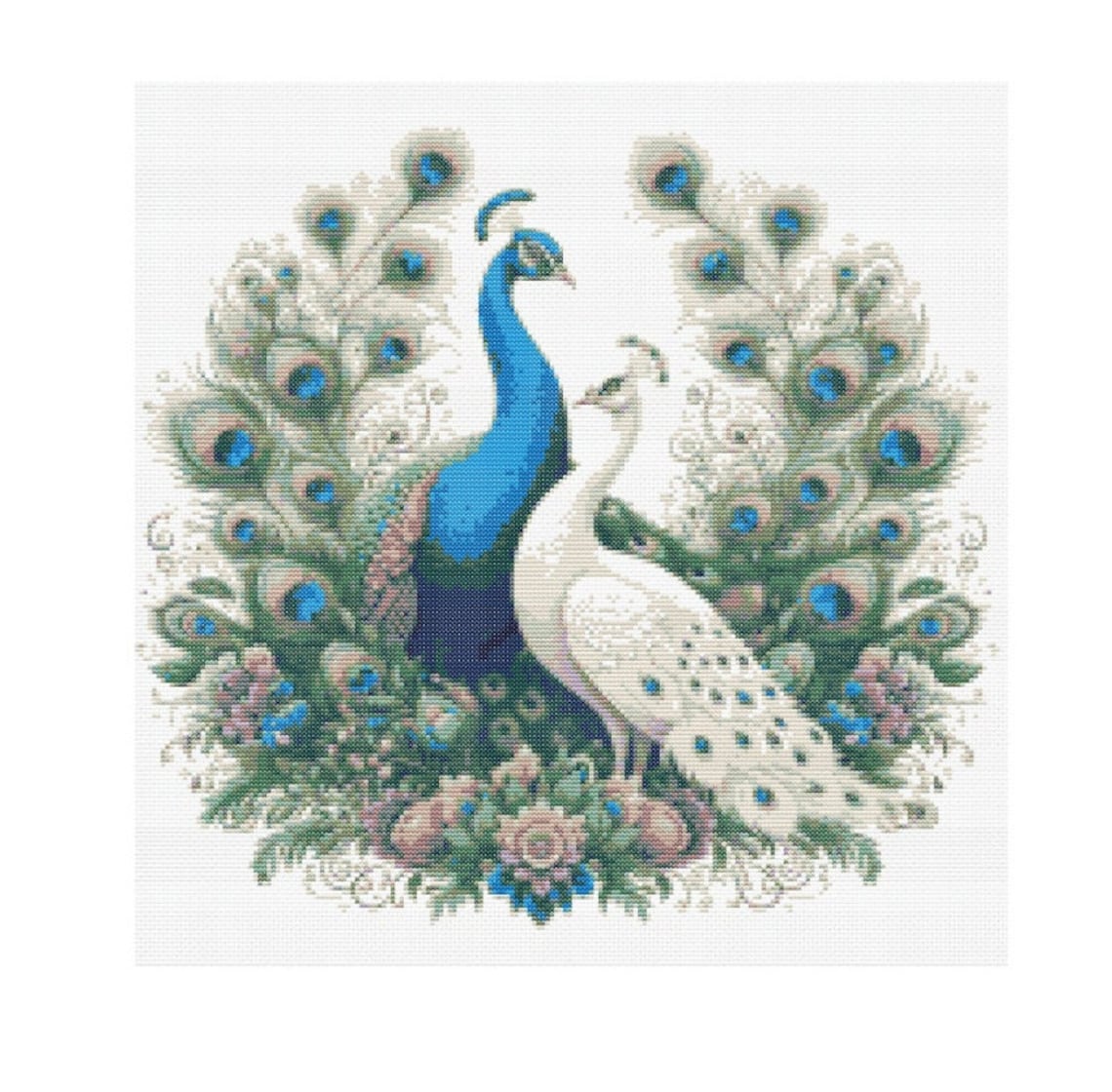 Pair of Peacocks PDF Cross Stitch Chart - Etsy
