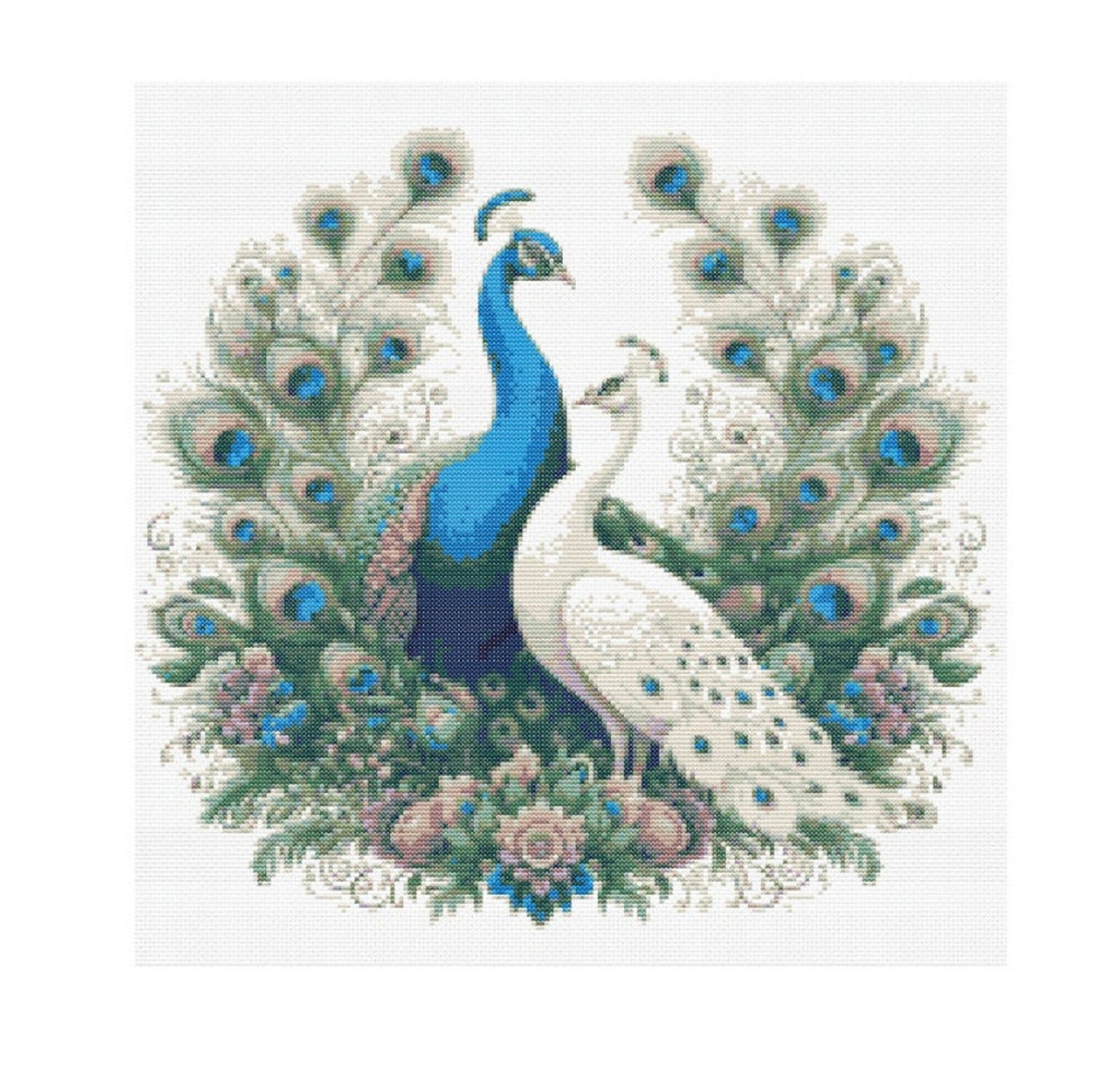Pair of Peacocks PDF Cross Stitch Chart - Etsy