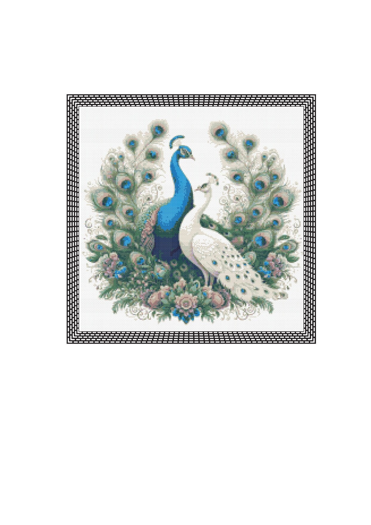 Pair of Peacocks PDF Cross Stitch Chart - Etsy