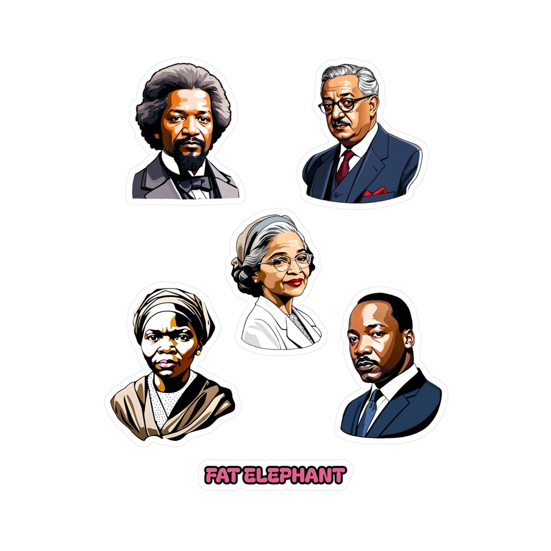 Black History Icons Vinyl Sticker Sheet - MLK Jr, Thurgood Marshall ...