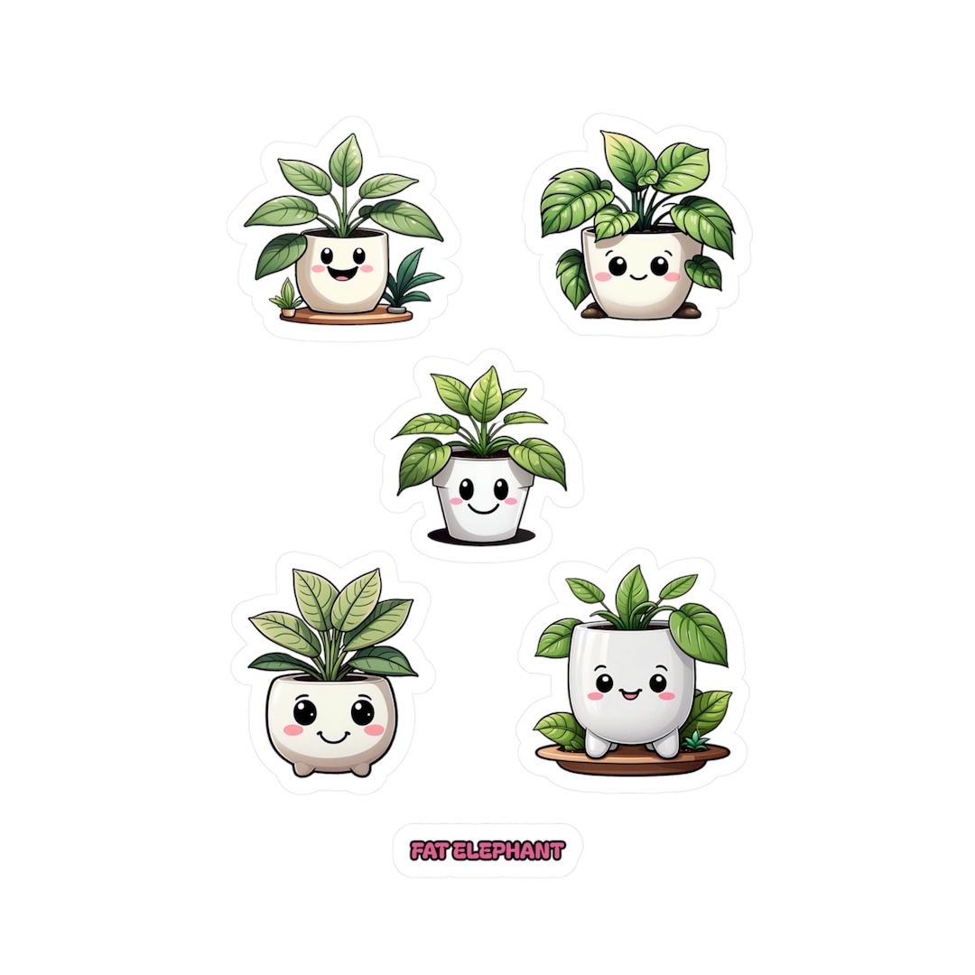 Chibi House Plant Vinyl Decal Sticker Sheet - Kawaii Anime Plant Decals ...