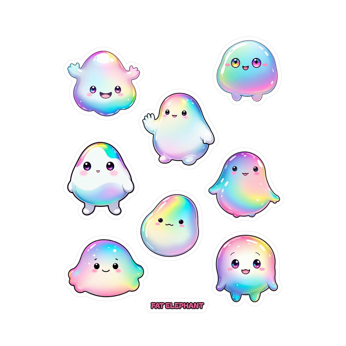 Kawaii Gorgeous Blob Creatures Sticker Sheet - Cute Anime Chibi ...