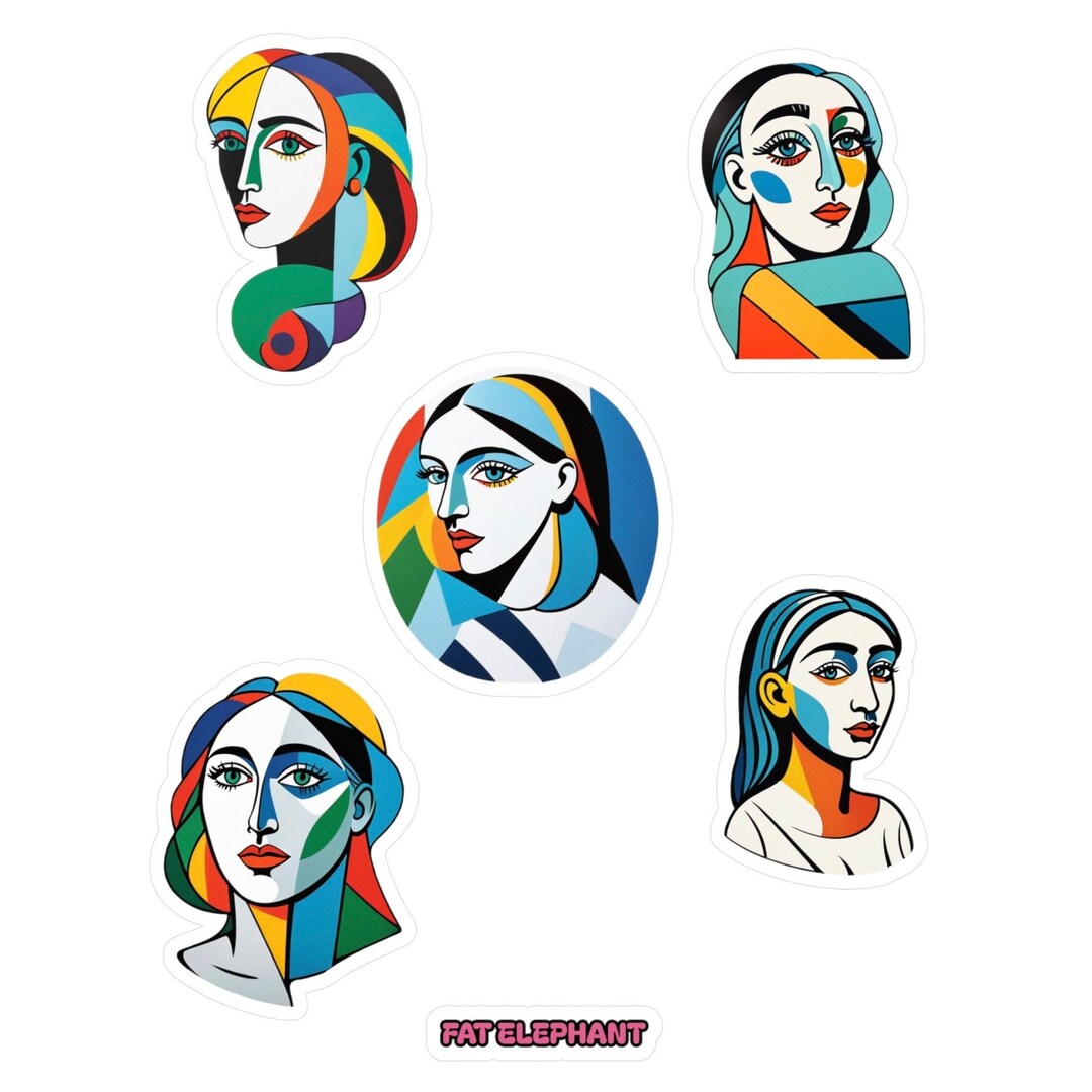 Picasso Inspired Vinyl Decal Sticker Sheet - Set of 5 Artistic Stickers ...