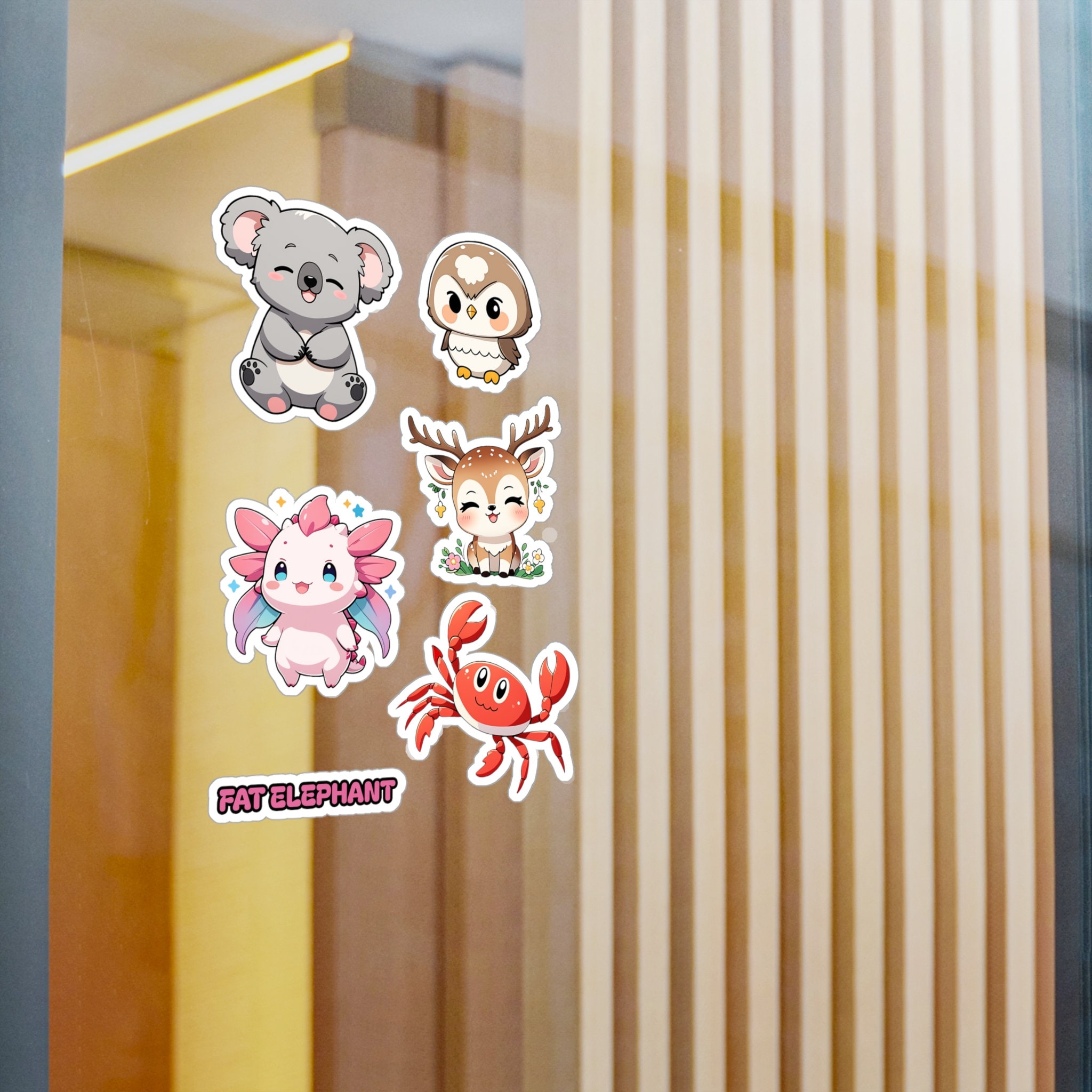 Kawaii Animal Vinyl Decal Sticker Sheet 5 Animals Owl, Koala, Crab ...