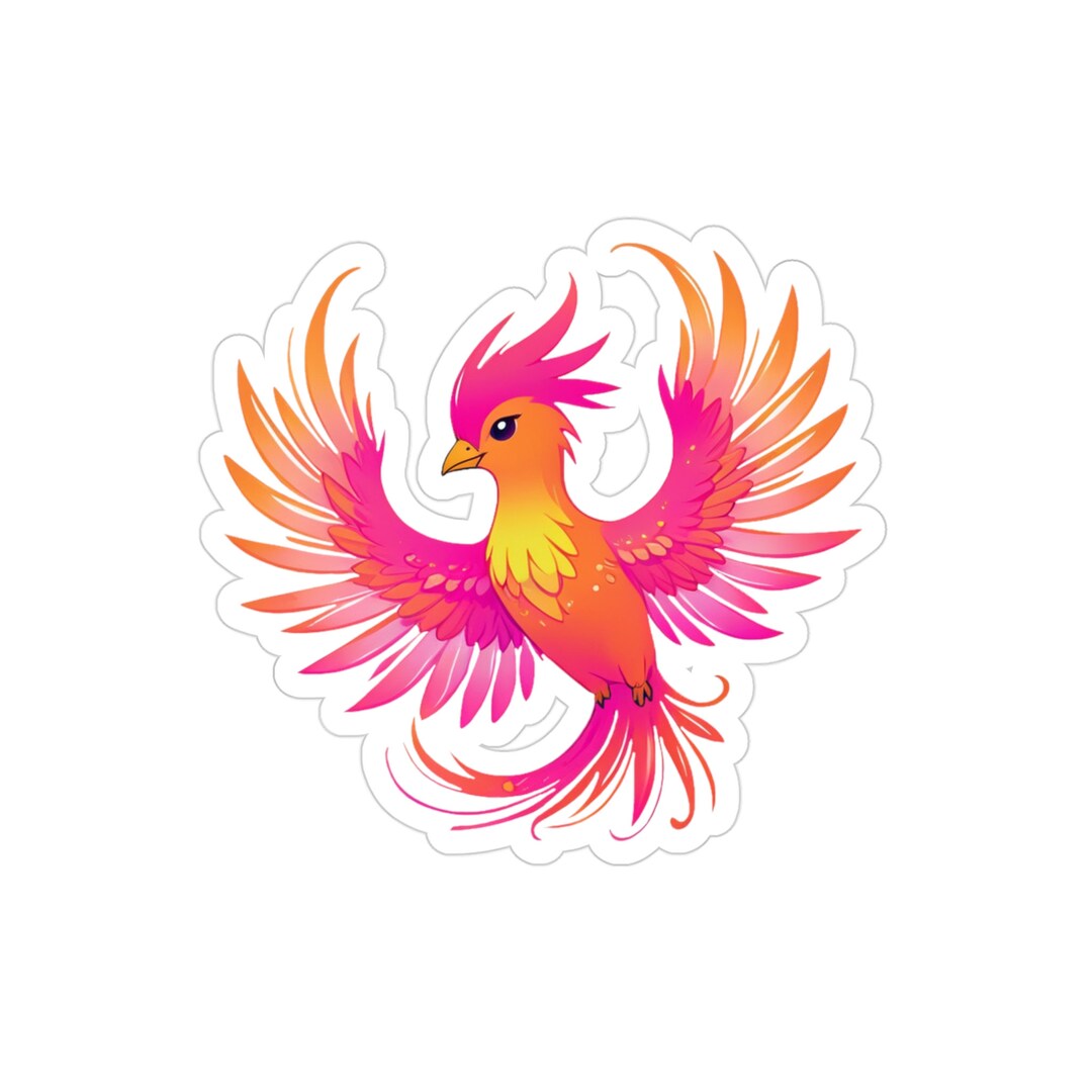 Pink and Orange Phoenix Transparent Outdoor Stickers, Die-cut, 1pc - Etsy