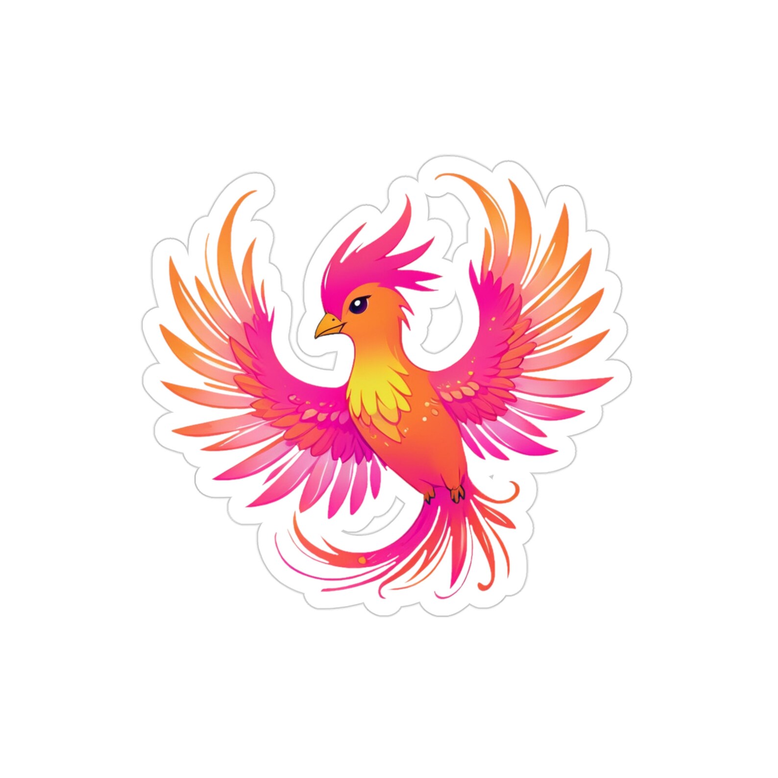 Pink and Orange Phoenix Transparent Outdoor Stickers, Die-cut, 1pc - Etsy