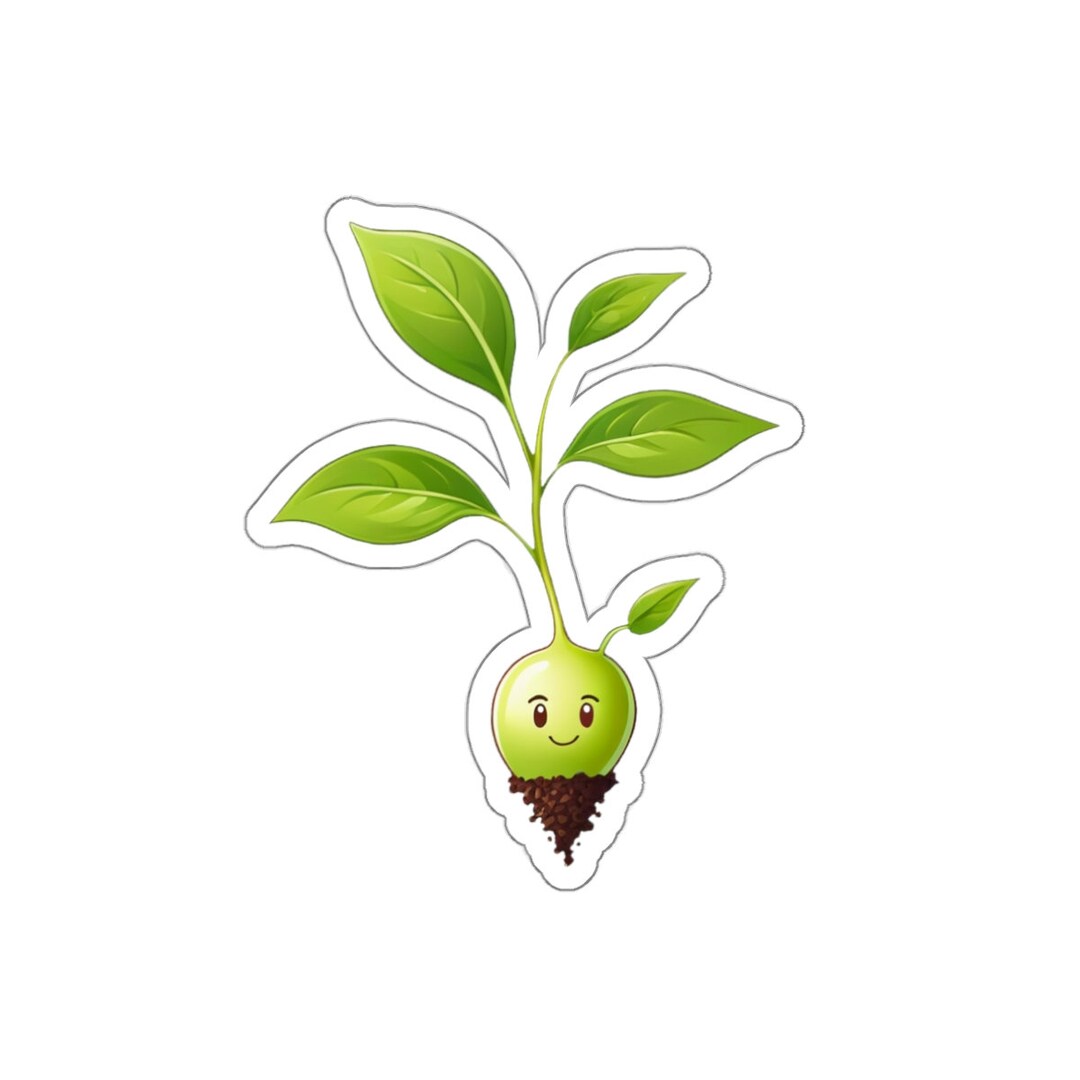 Kawaii Plant Sprout Sticker - Vinyl Decal for Laptops, Journals ...