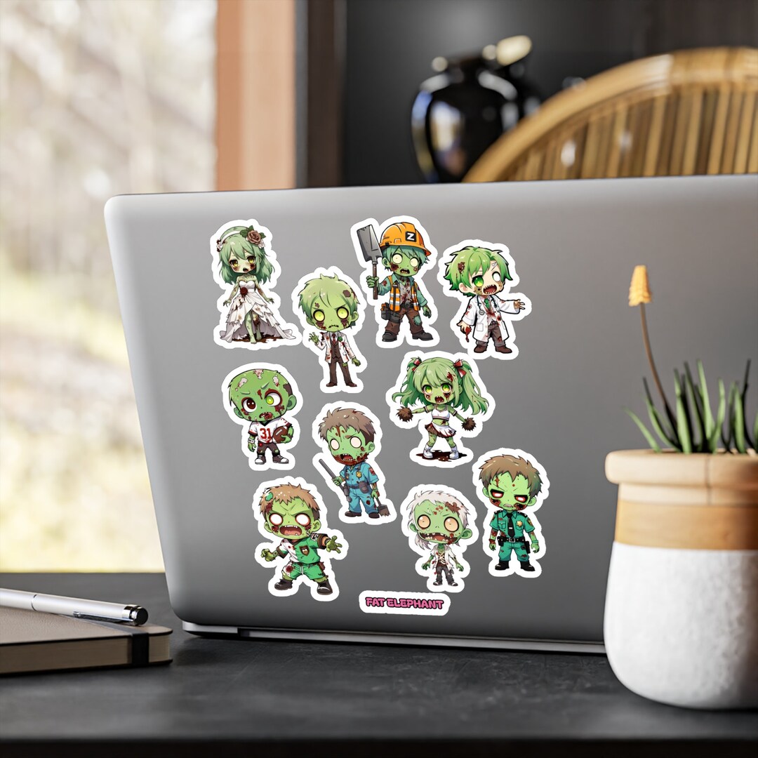 Cute Kawaii Zombie Sticker Sheet - 10 Anime Chibi Undead Stickers ...