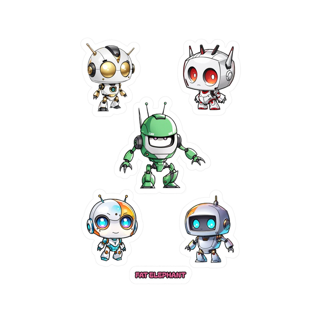 Chibi Robot Vinyl Decal Sticker Sheet - Cute Anime Decals - Adorable ...
