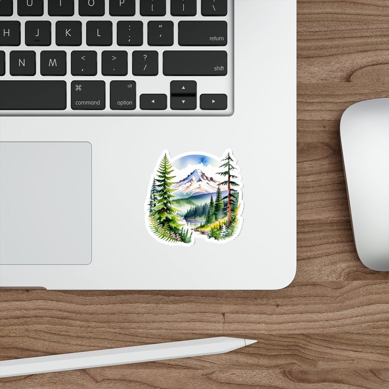 Watercolor Mt Hood Oregon PNW Scene Vinyl Sticker - Pacific Northwest ...
