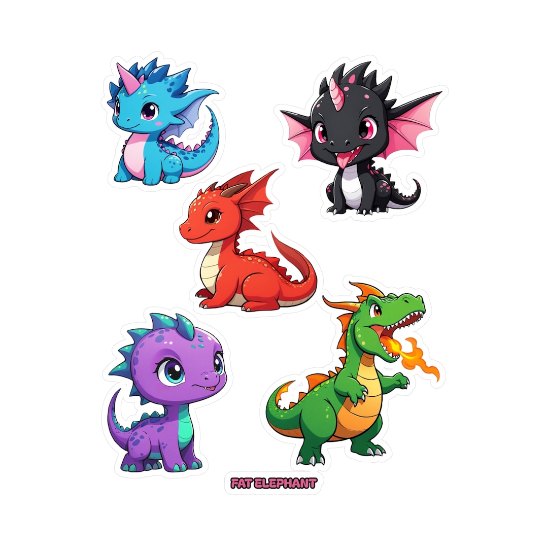 Cute Kawaii Dragon Stickers - Great for Notebooks, Planners, Laptops ...
