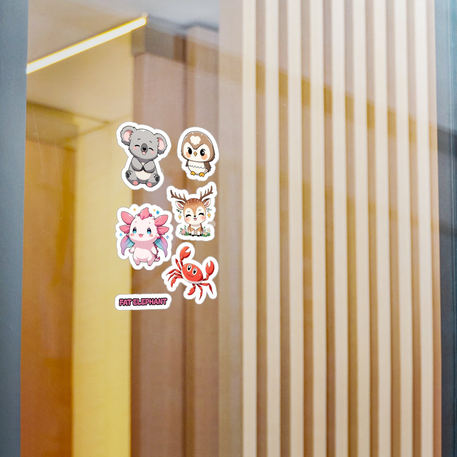 Kawaii Animal Vinyl Decal Sticker Sheet 5 Animals Owl, Koala, Crab ...