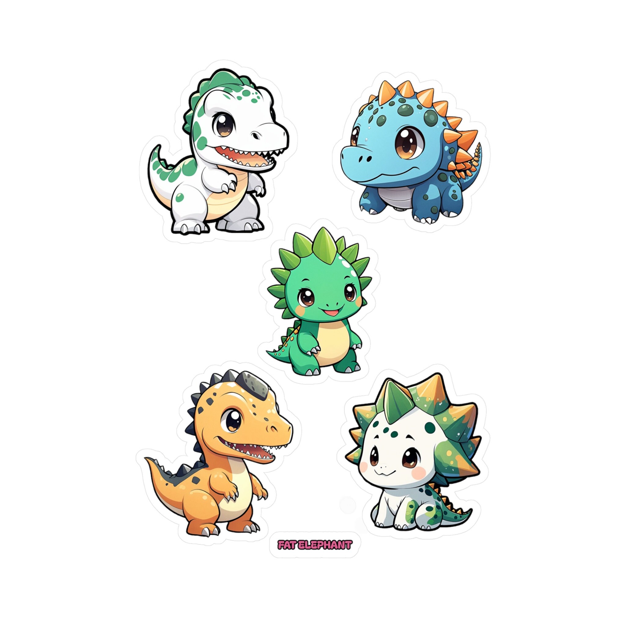 Kawaii Dinosaur Vinyl Decal Sticker Sheet - Chibi Anime Cute Adorable ...